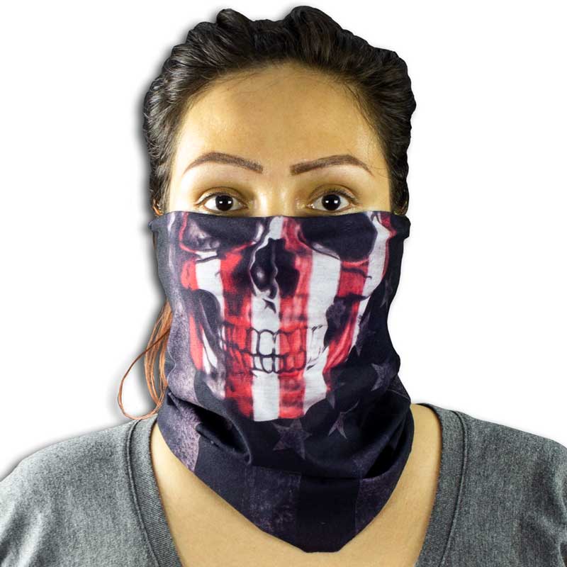 American Skull Half Mask, Skull Tubular Bandanas, American Tube Scarf
