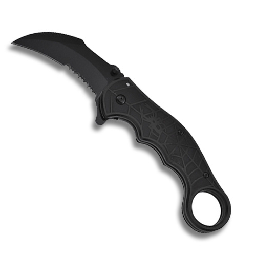 Black Widow Folding Knife - Aluminum Handle Pocket Knife - Stainless ...