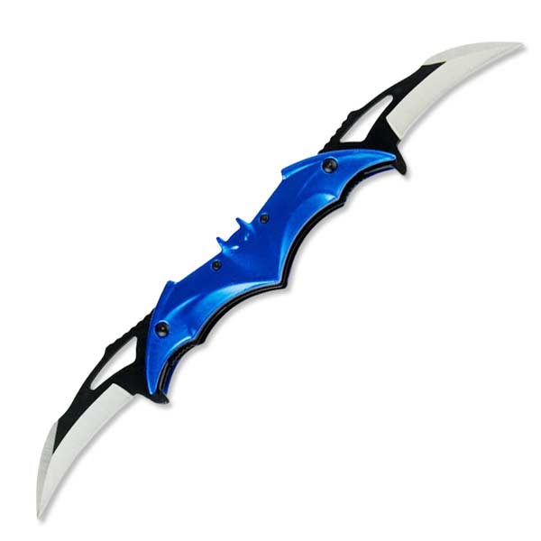 Blue Bat Wing Folding Knife - Spring Assisted Knives - Double Bladed ...