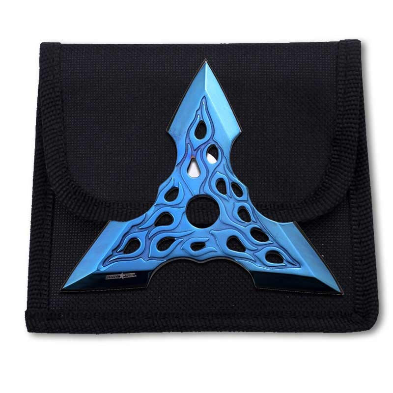 Blue Titanium Shuriken - Blue 3-Point Star - Ninja Stars| KarateMart.com