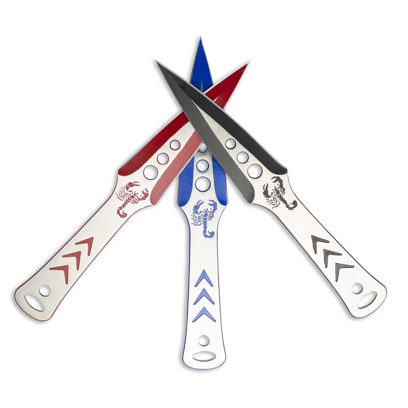 Colored Scorpion Throwing Knives - Throwing Knife Set - Stainless Steel ...