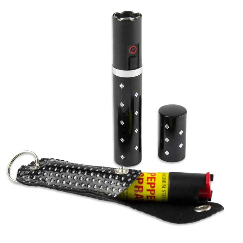Diamond Self Defense Set - Stun Gun Pepper Spray Sets - Diamond Studded ...