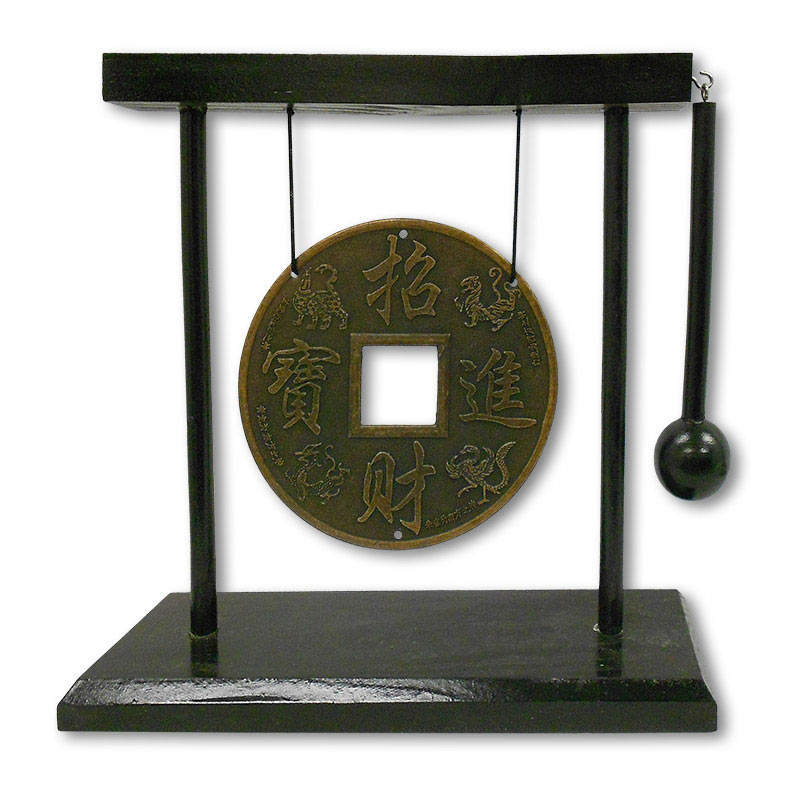 Lucky Coin Table Gong - Miniature Gong - Chinese Desk Gong