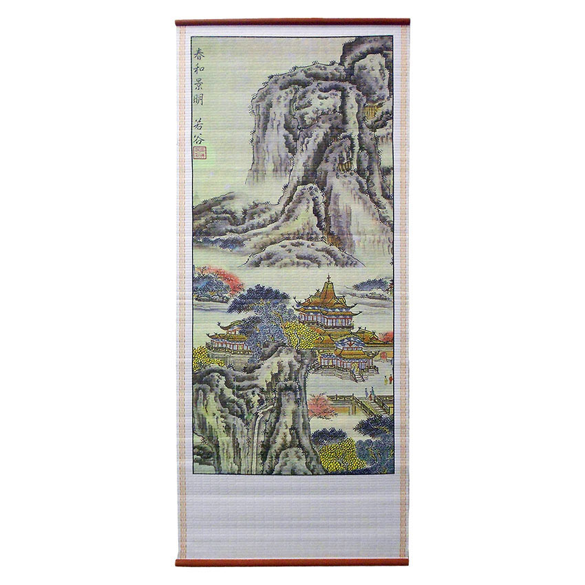 Mountain Pagoda Wall Scroll - Traditional Chinese Wall Scroll Art