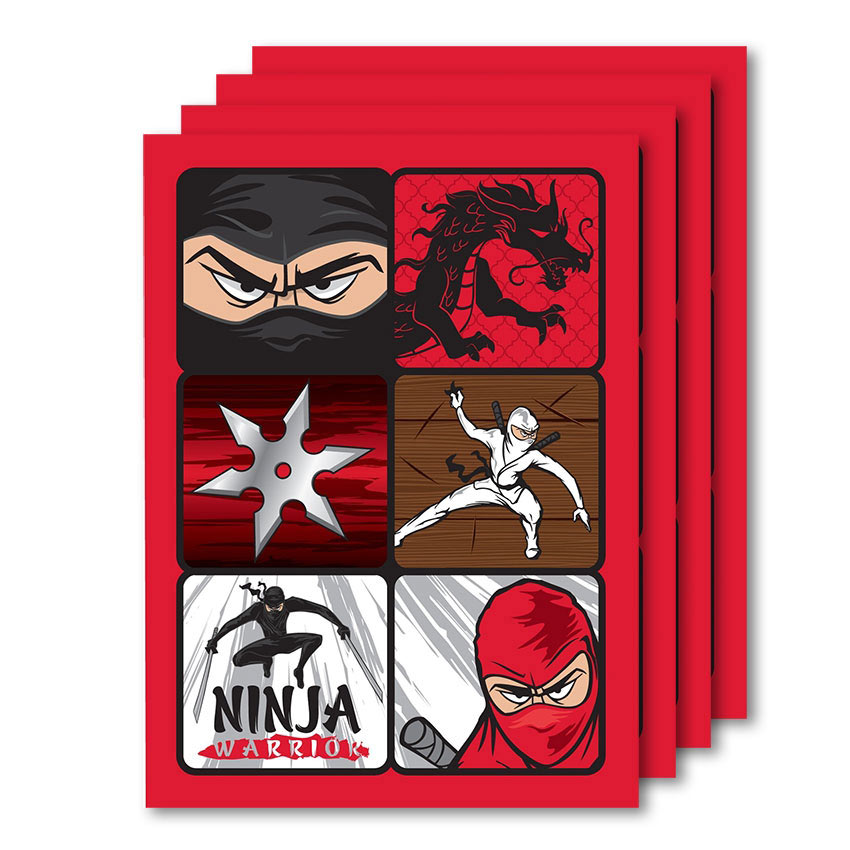 Ninja Warrior Party Sticker Sheets - Ninja Themed Party Supply - Ninja ...