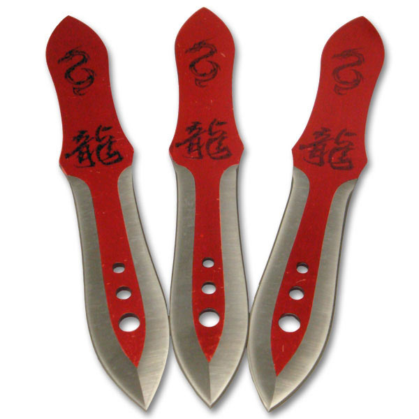 Red Dragon Throwing Knife Set - Ninja Dragon Throwing Knife - Asian ...