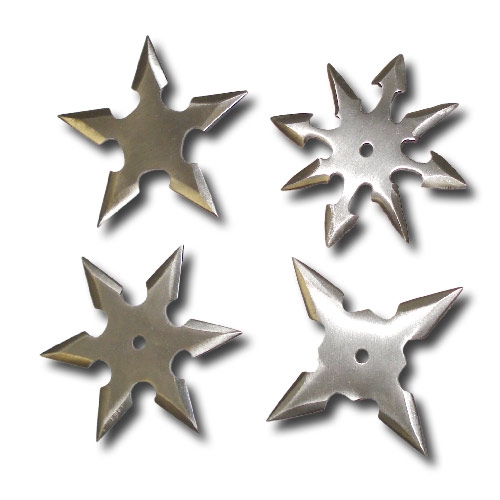 Silver Steal Throwing Stars - Value Shuriken Set - Discount Throwing Stars