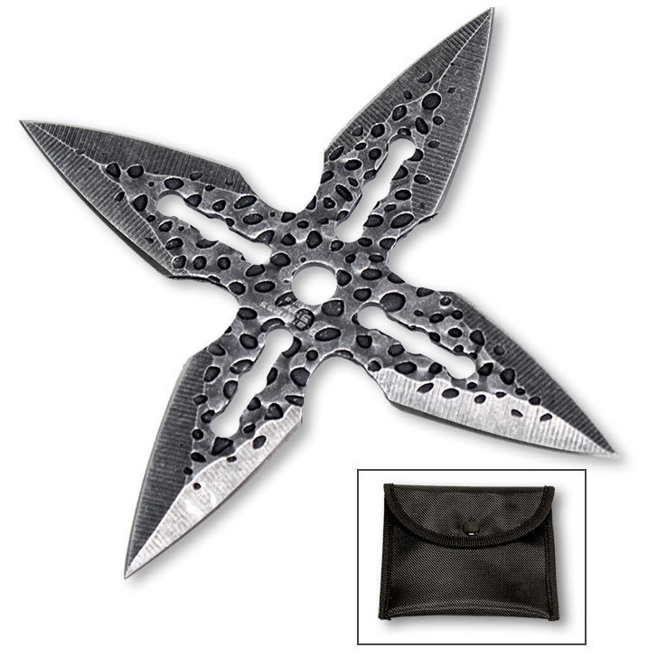 Stone-Wash 4-Point Throwing Star - Acid Etched Shuriken | Novelty Ninja ...