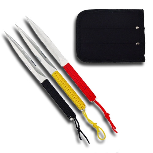 Tri-Color Throwing Knives - Throwing Knives With Carrying Sleeve - Red ...