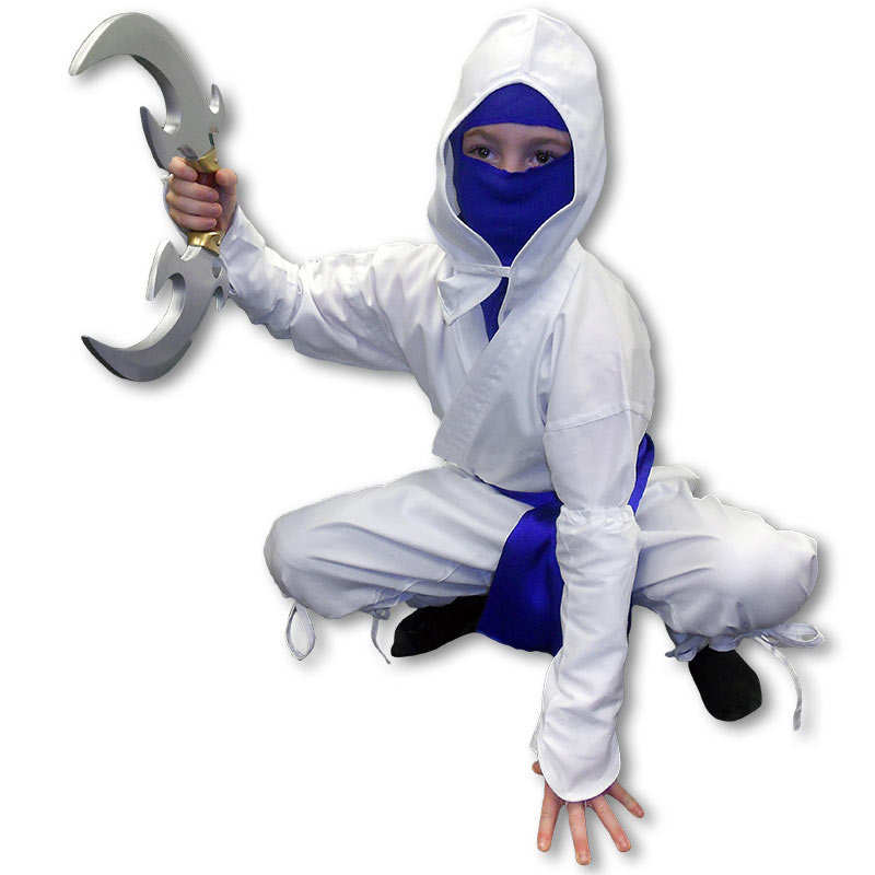 Winter Ninja Costume - White and Blue Ninja Uniform - Polar Ninja Costume