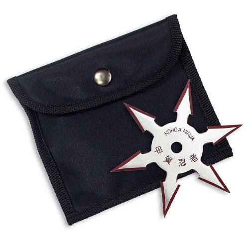 6-Point Red Edge Throwing Star - Chrome Ninja Star - Collectors ...