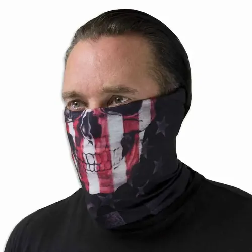 American Skull Half Mask, Skull Tubular Bandanas, American Tube Scarf