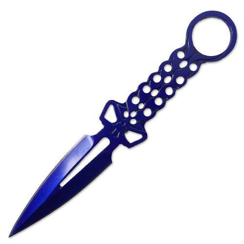 Blue Vengeance Throwing Dagger - Metallic Blue Skull Knife - Blue Skull ...