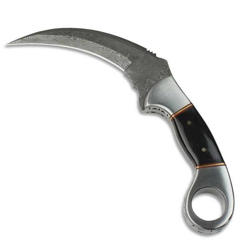 Damascus Blade Karambit - Genuine Damascus Talon Knife - Buffalo Horn ...