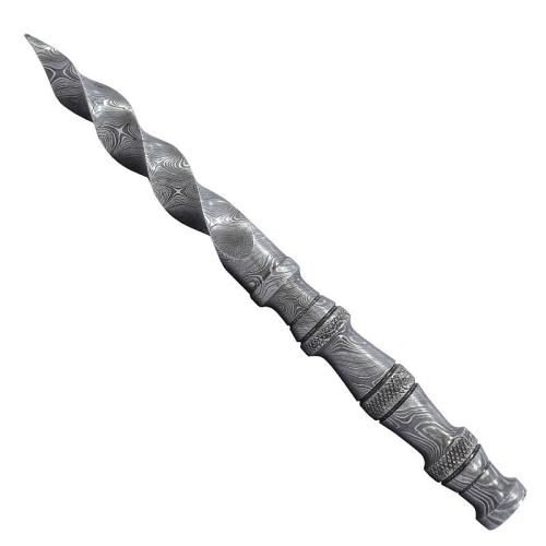 Damascus Spiral Blade Dagger - Twisted Push Daggers - Swirled Metal ...