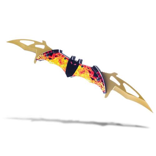 Flaming Bat Folding Knife - Fire Inferno Pocketknife - Double Blade Bat ...