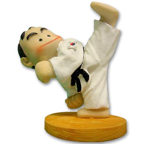 High Kicking Karate Figurine - Black Belt Statue - Novelty Karate Figurines