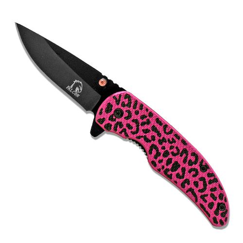 Pink Cheetah Pocket Knife - Textured Pink Folding Knives - Leopard ...