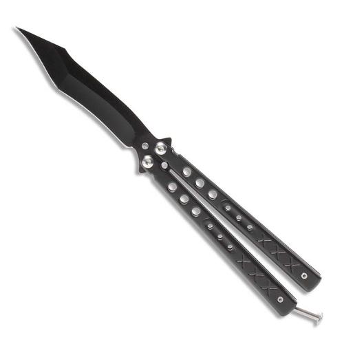 Ravens Claw Butterfly Knife - Black Steel Balisongs - Sharp Black ...