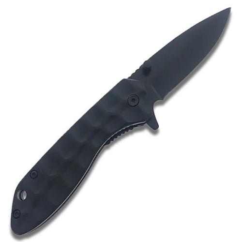 Stealth Assault Folding Knife - Compact Black Pocketknives - Textured ...