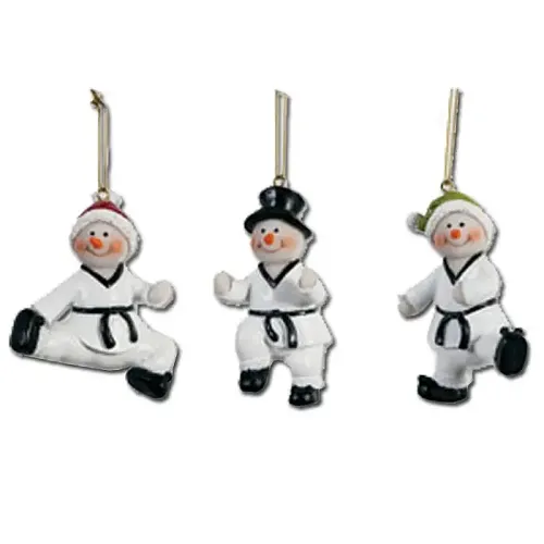 Taekwondo Snowmen Ornament Set - Taekwondo Holiday Ornaments ...