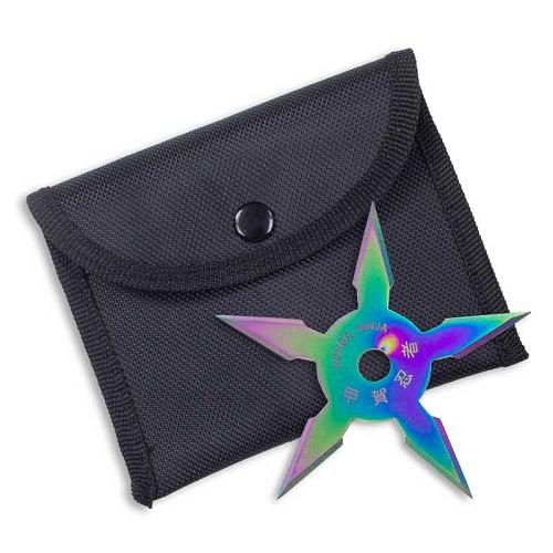 Titanium Finish 5-Point Ninja Star - Rainbow Shuriken - Collectors ...