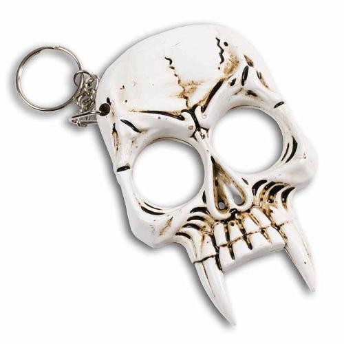 White Skull Spiked Keychain - Skull Knuckle Duster - Self Defense Skull ...